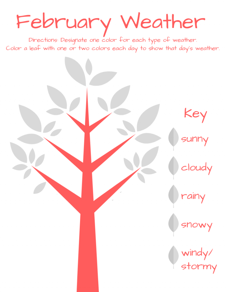 Free Printable Weather Tree for February - A Magical Homeschool